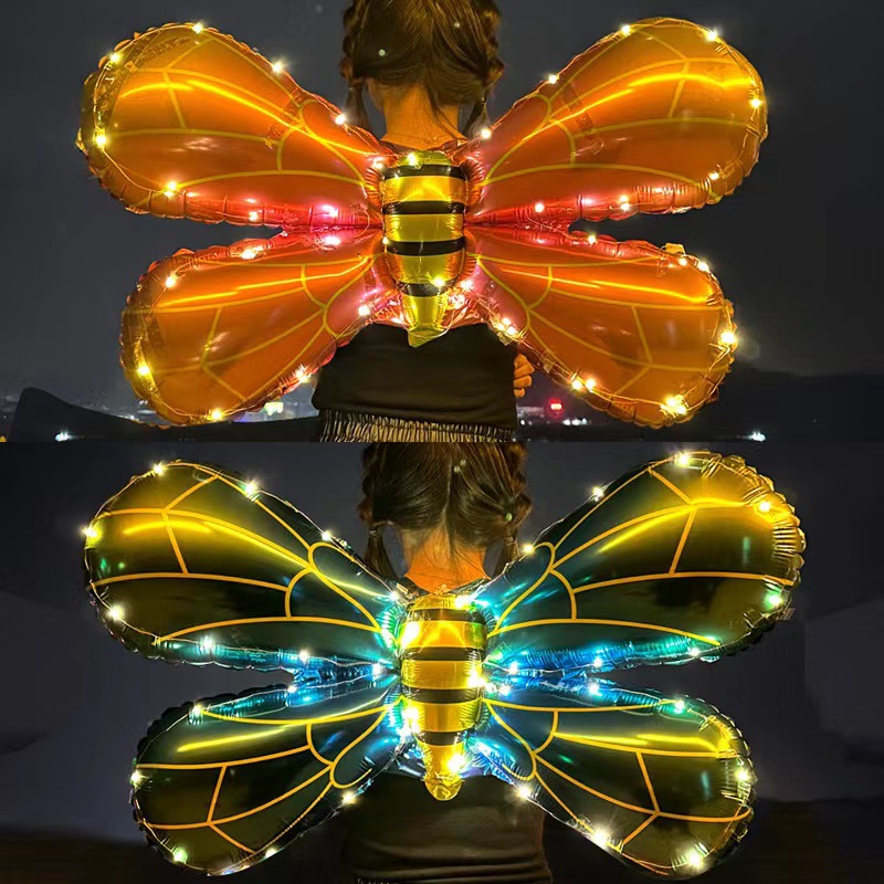 Huge Rocket Wing Foil Balloon with Led String Lights Kids Angel Wing ...