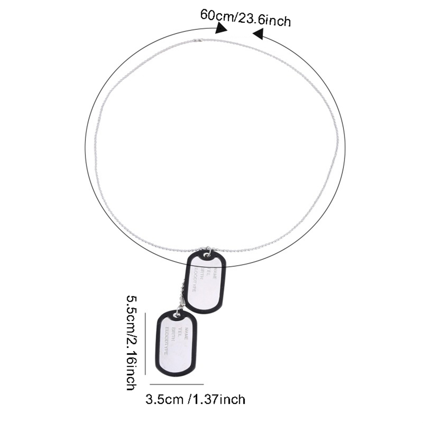 Military Army Style Black 2 Dog Tags Chain Mens Pendant Necklace can't ...