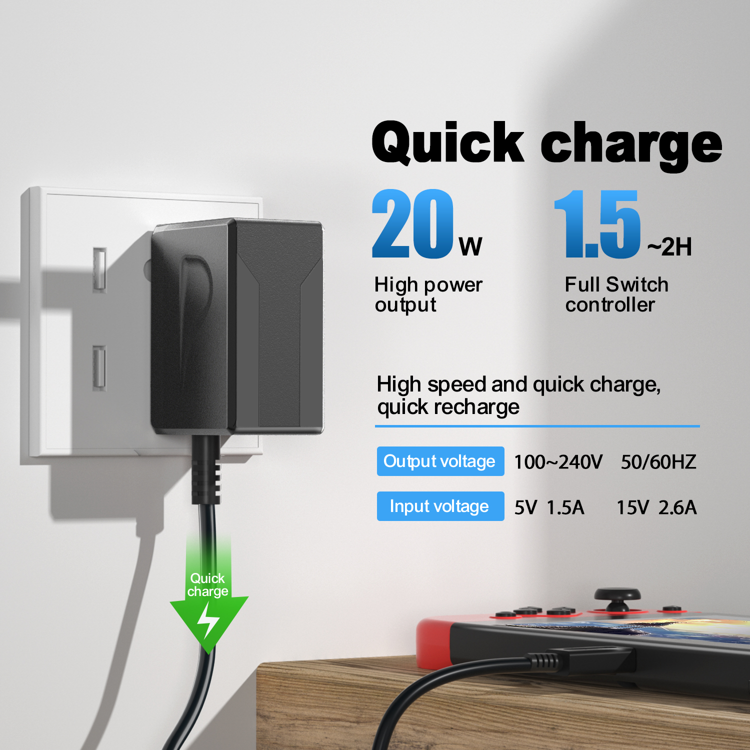 Charger for Nintendo Switch, 45W AC Adapter Power Supply for Switch ...