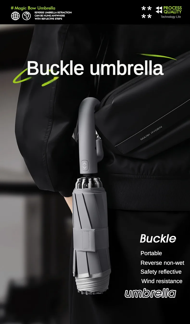 Windproof Automatic Folding Umbrella,Password Lock Buckle, Enlarged ...