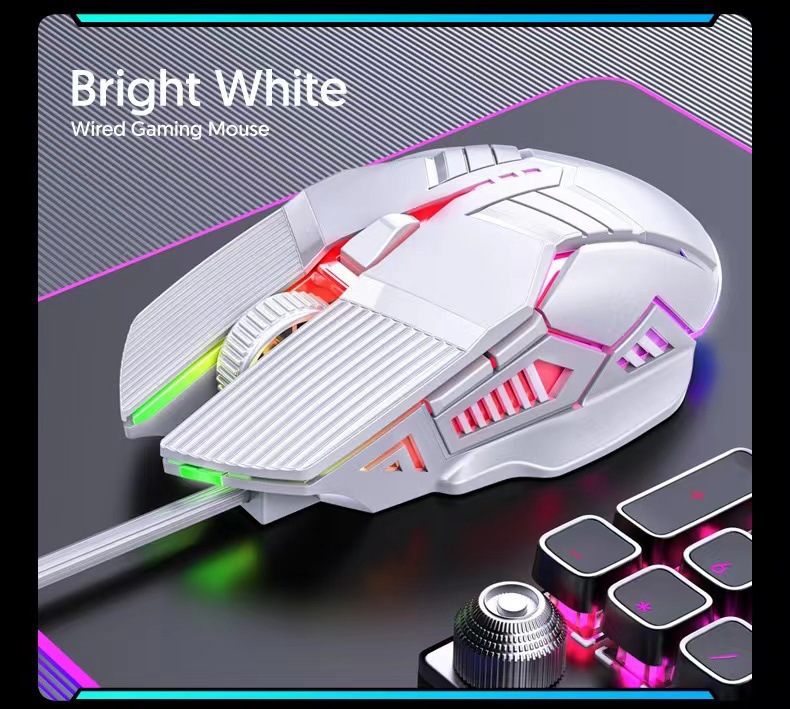 6-button Wired Mouse Luminous Gaming Game Office Mute Colorful Glare ...