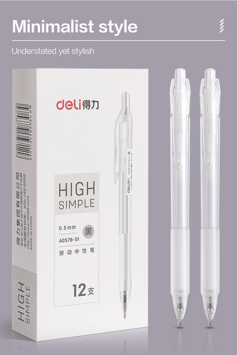 Deli Ballpen Press Gel Pen 0.5mm Black Ink Writing Pen For School ...