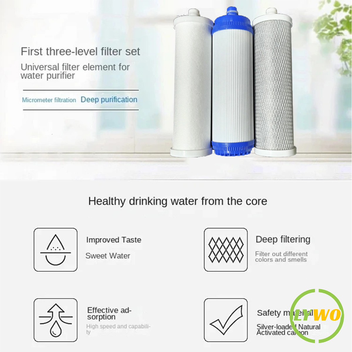 Water Purifier 2nd Stage Filter 3 Stages water filter 10 Inches PP / UDF / CTO Activated Carbon ...