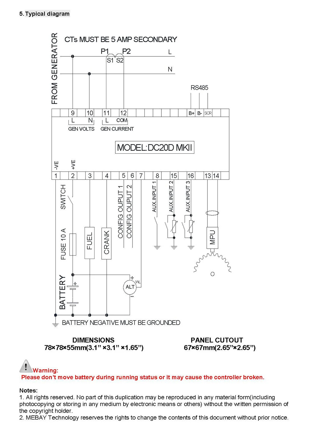 Mebay DC20D MKII Generator Control Module DC20D Small Diesel Genset ...