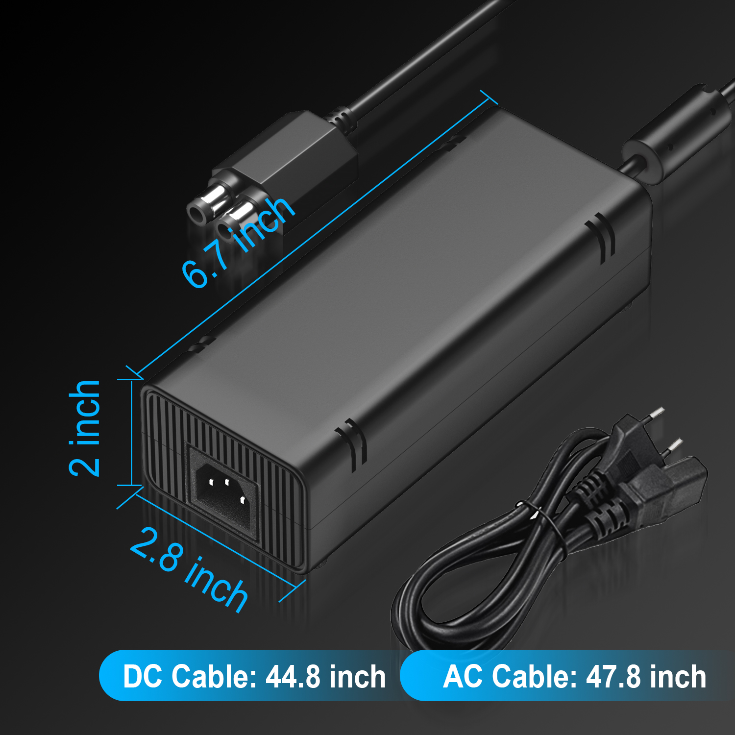 AC Adapter for Xbox 360 Slim, Power Supply with Cord Replacement ...
