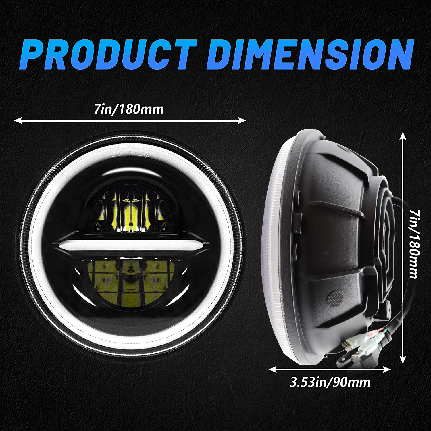 7” Round LED Projection Headlight For Harley Touring Rod FatBoy ...