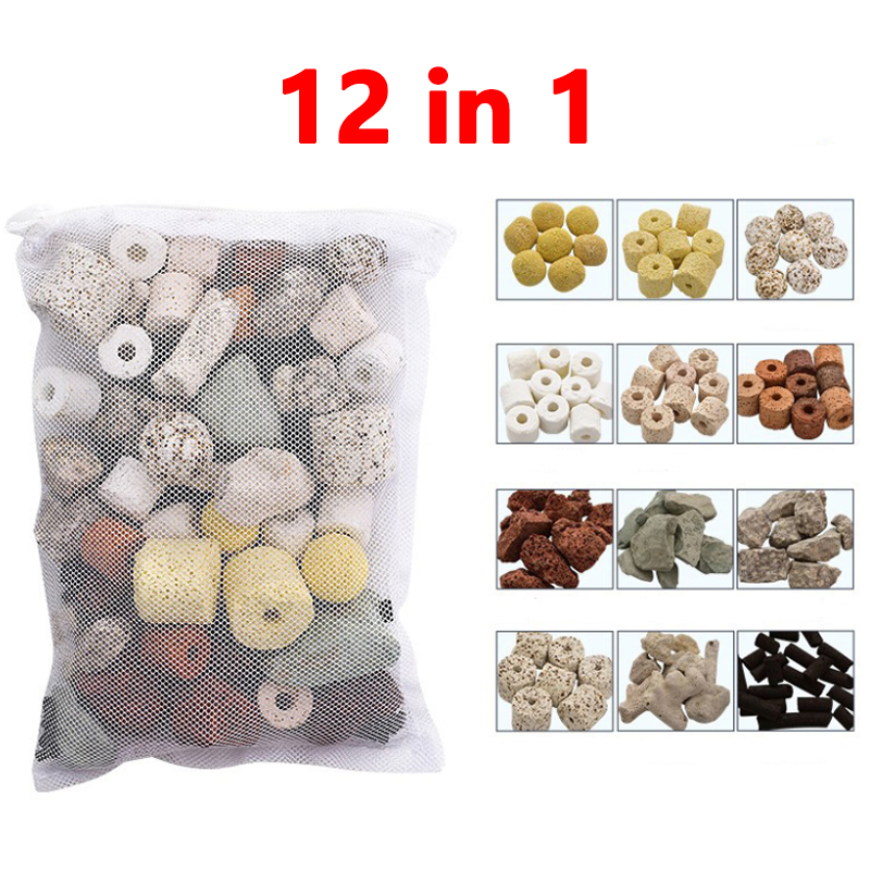 12 in 1 Aquarium filter media 500g Ceramic ring Fish tank Filter ...