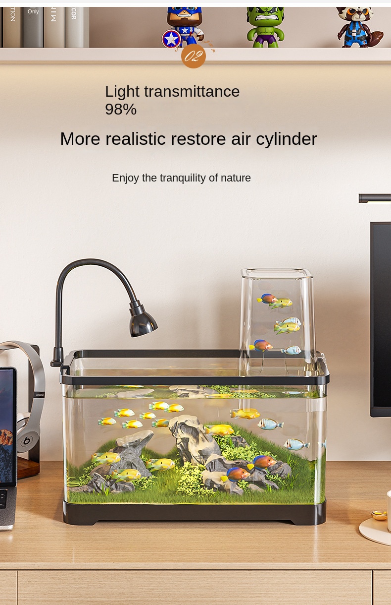 Negative Pressure Fish Tank Vacuum Suspension Small Creative Fish Tank ...