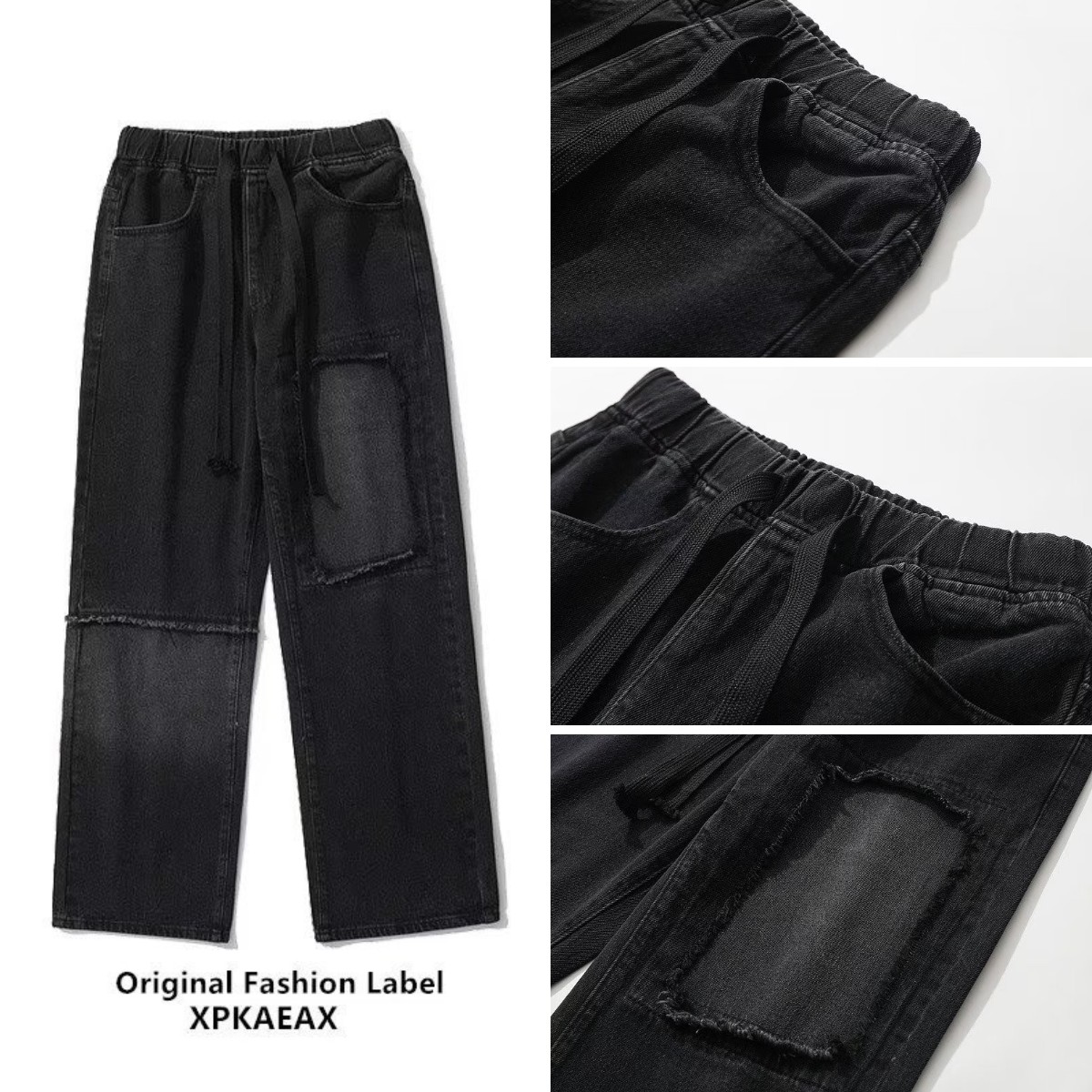 High Street Retro Black Fashion Jeans Men High Street Design Sense ...