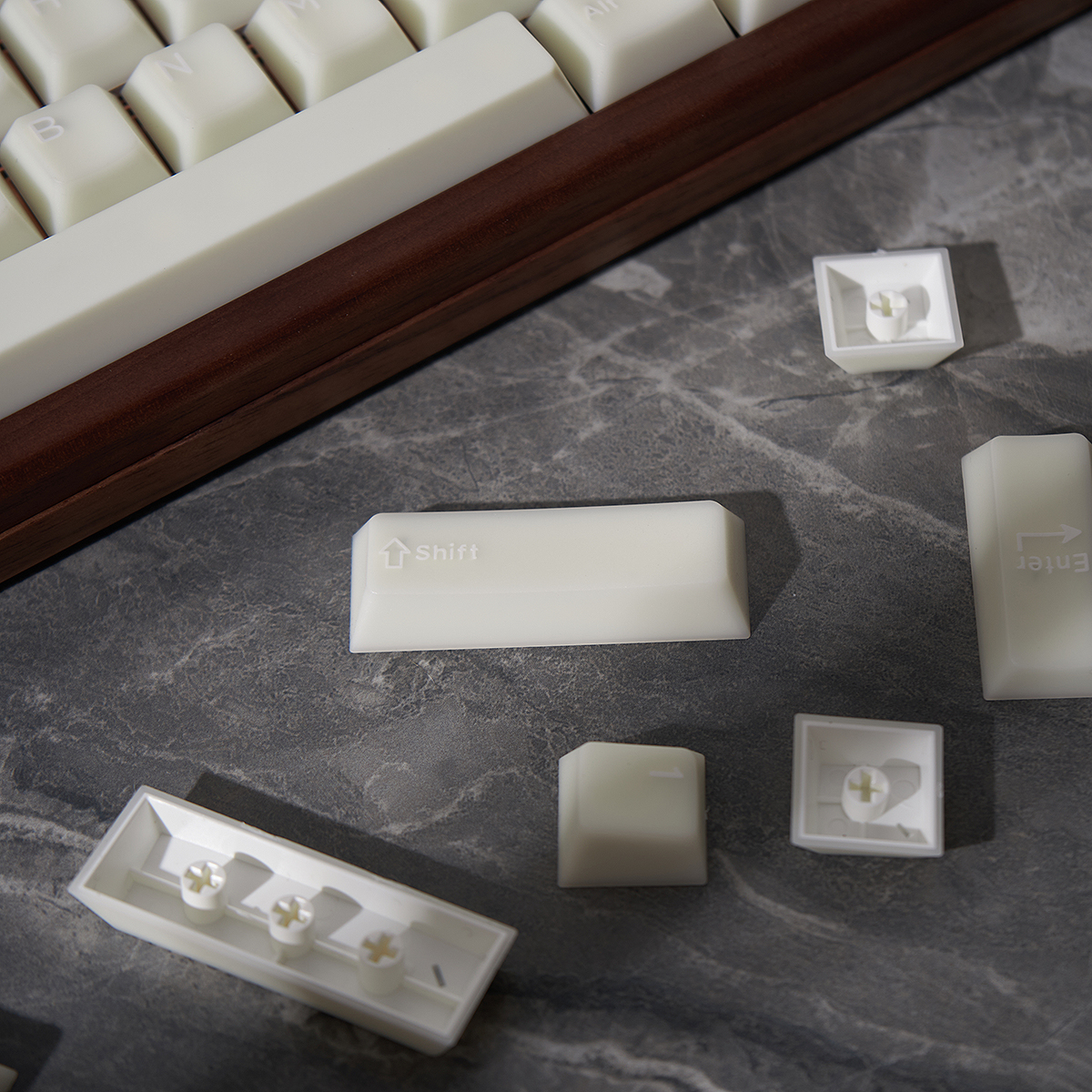 White Marble Keycaps PBT Double-shot Cherry Profile Keycap Custom ...