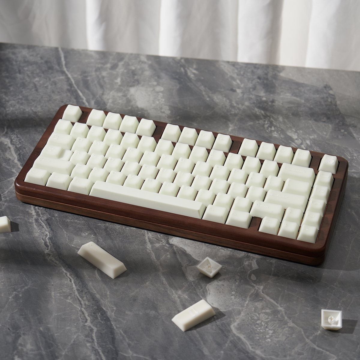 White Marble Keycaps PBT Double-shot Cherry Profile Keycap Custom ...