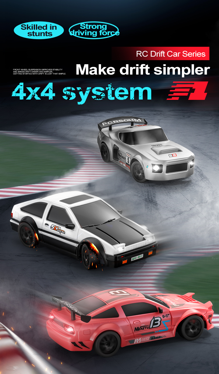 1/20 4WD RC Racing Drift Car AE86 GTR Full Proportional Throttle Remote ...