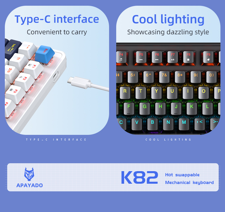 K82 Multifunctional Knob Wired Mechanical Keyboard,82 Keys,Full Key Hot ...