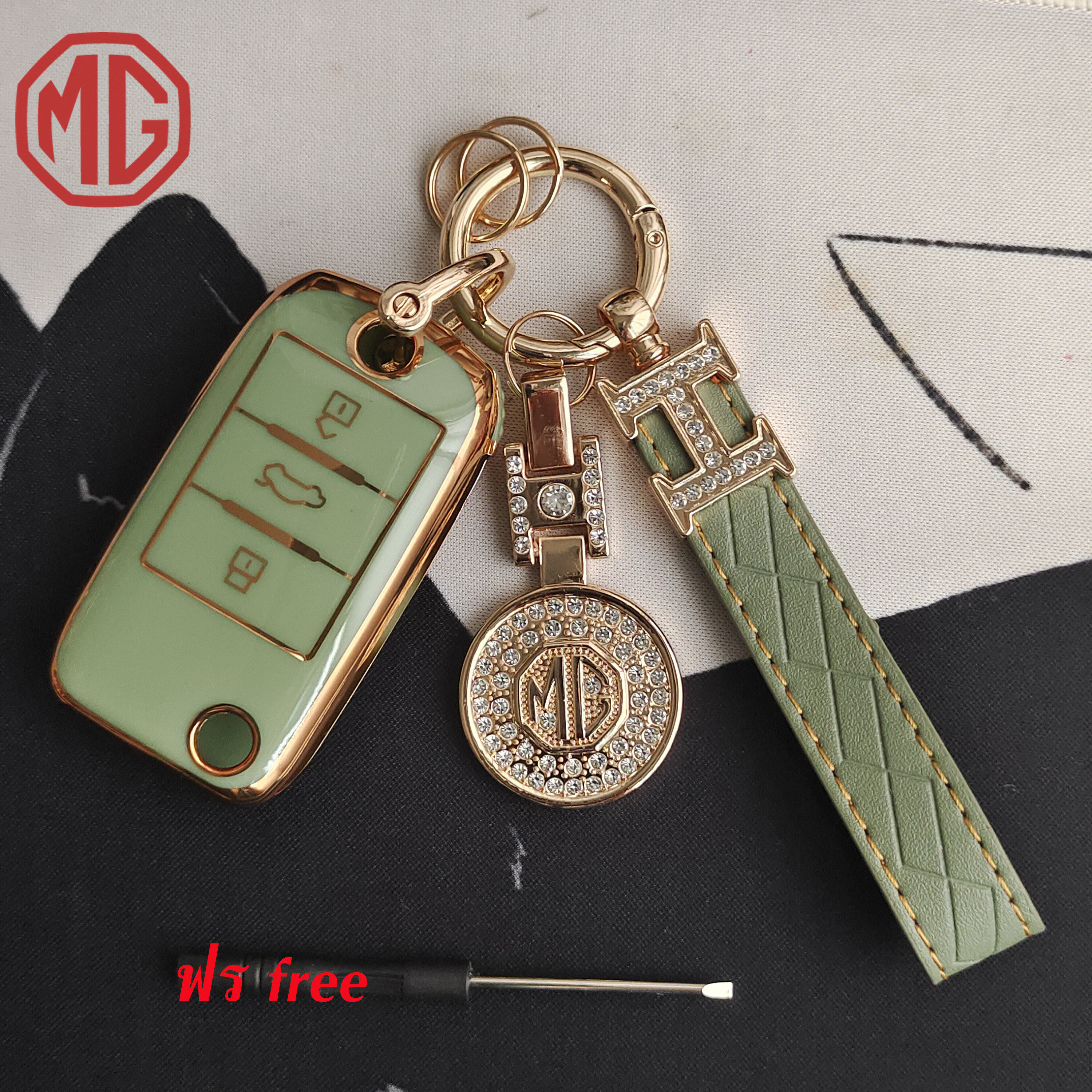 MG5 MT car smart key case MG EP MG ZS key cover MG gold edge keychain ...