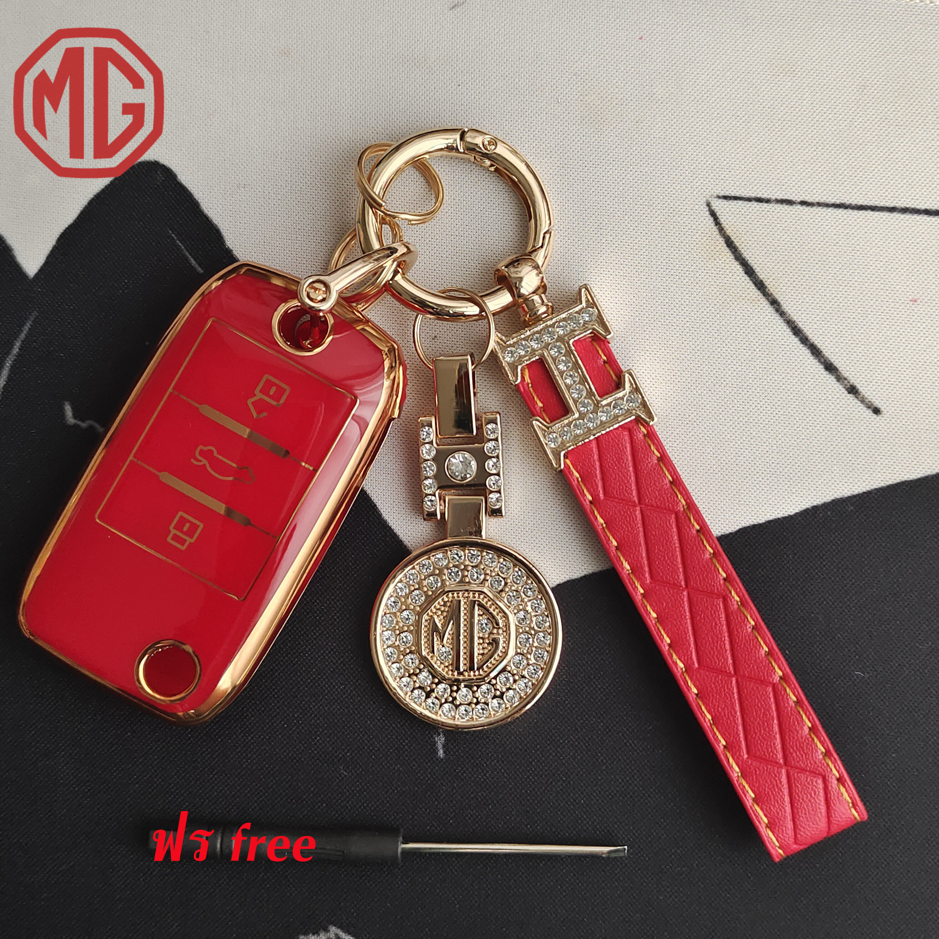MG5 MT car smart key case MG EP MG ZS key cover MG gold edge keychain ...