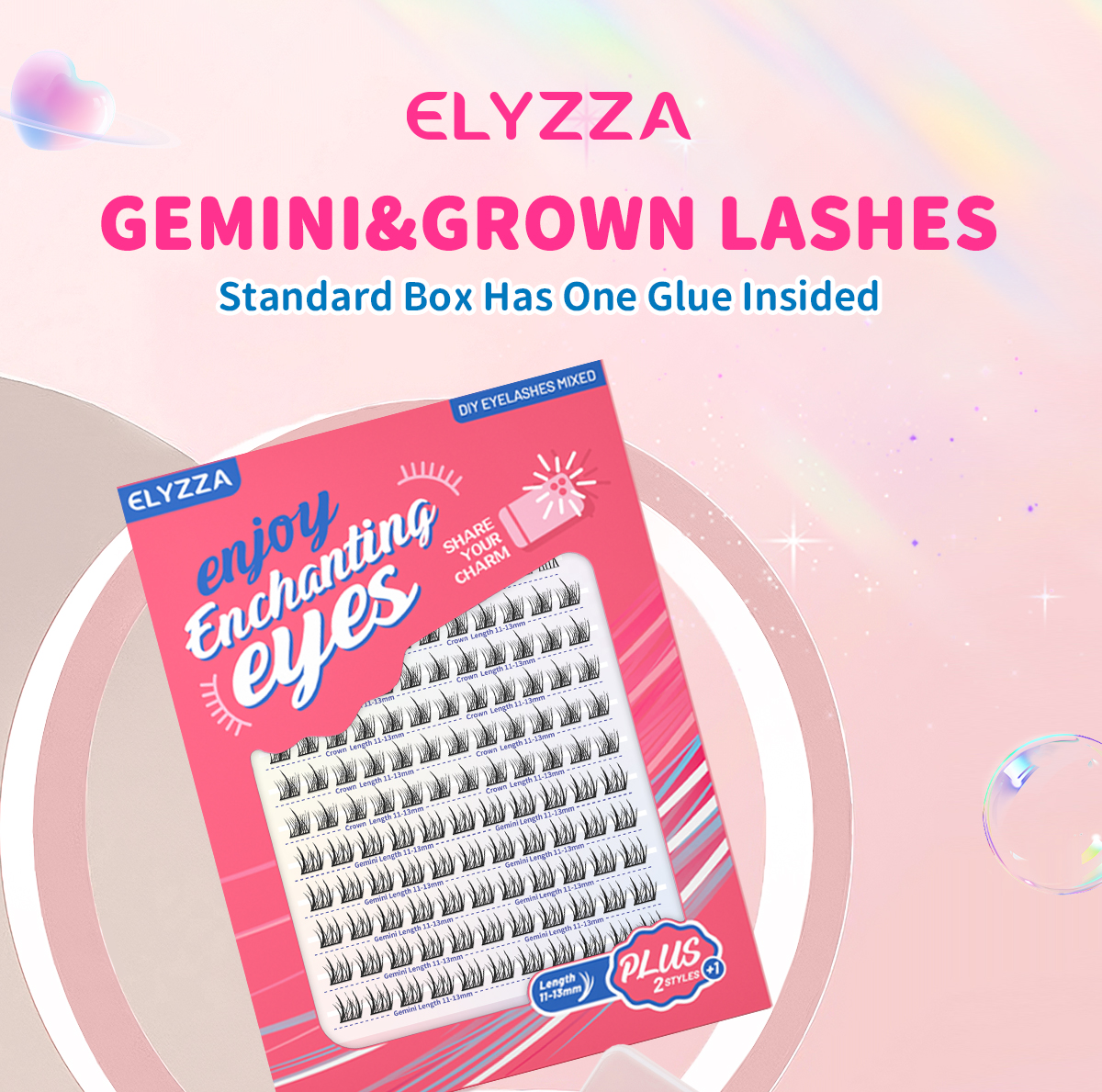 Elyzza Gemini&Crown Eyelash Extension 4IN1 Lash Bond Length 11-13mm C ...
