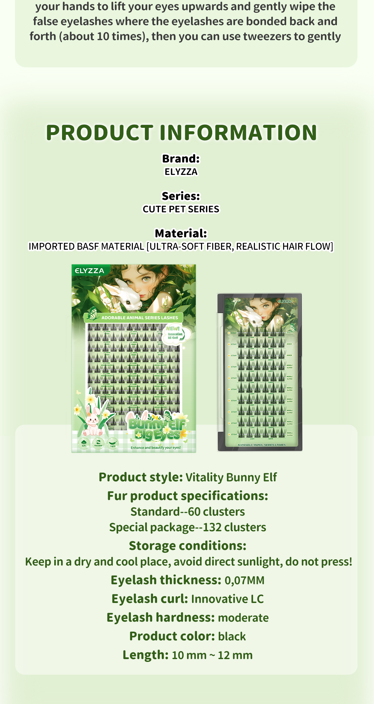 Elyzza Cutie Pet Bunny Elf Eyelashes Extension 4IN1 Lash Bond New LC ...