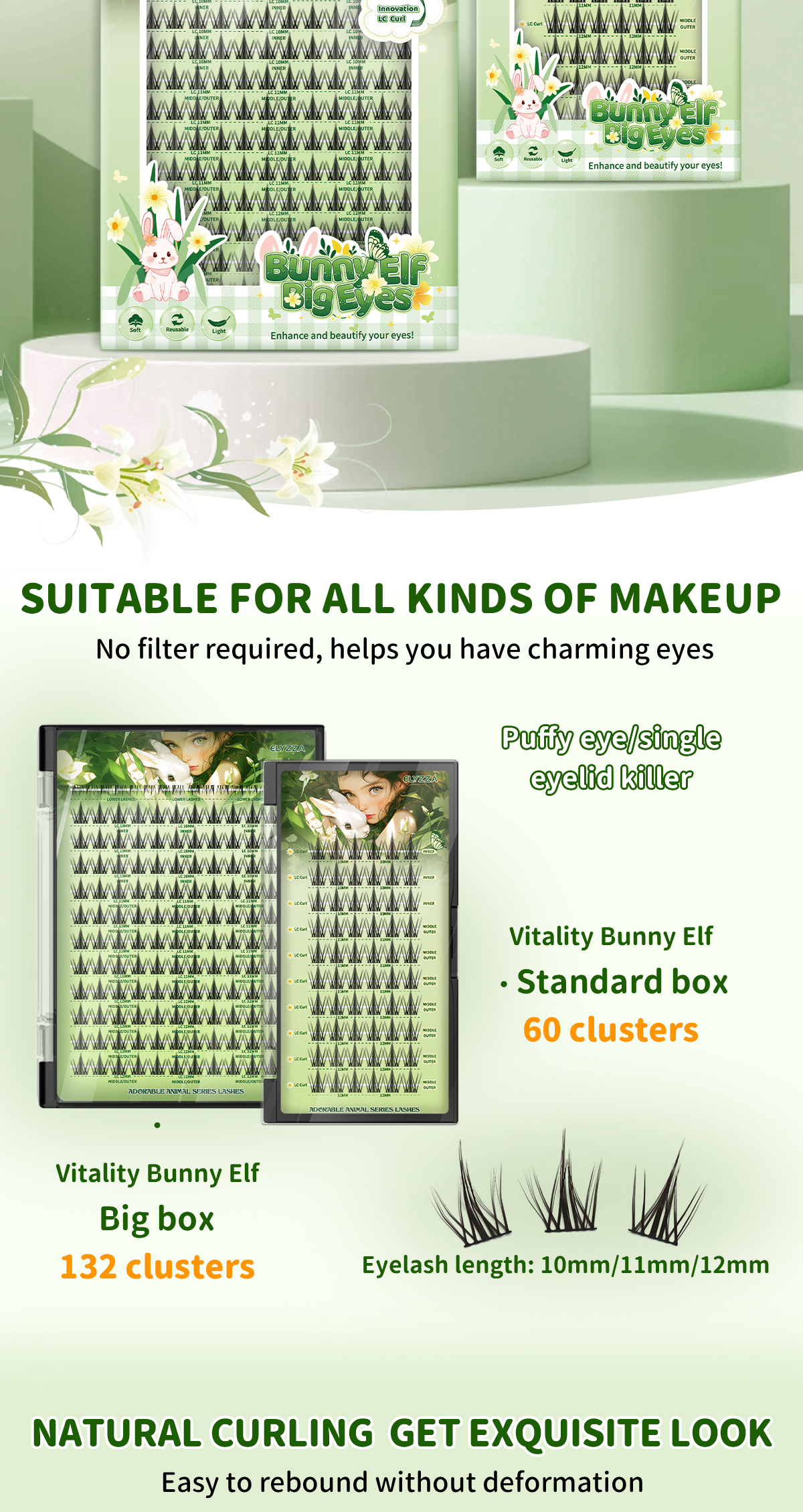 Elyzza Cutie Pet Bunny Elf Eyelashes Extension 4IN1 Lash Bond New LC ...