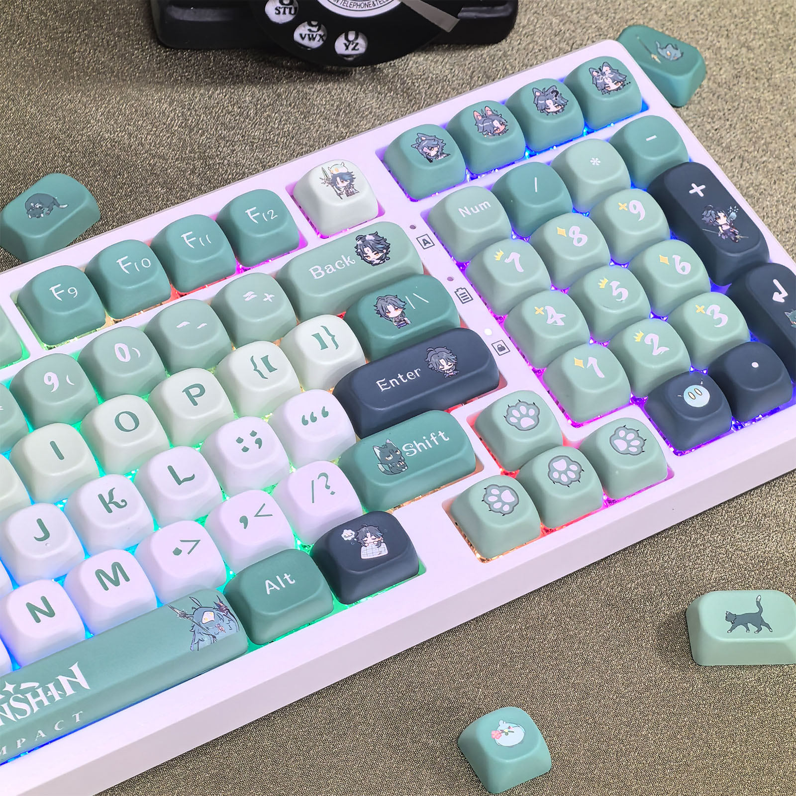 135 Keys Genshin Impact Original Wanderer Meow Keycaps MOA Profile Five ...