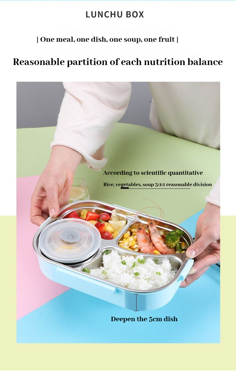 304 Stainless Steel Insulated Lunch Box Leak-Proof Dinnerware Set Adult ...