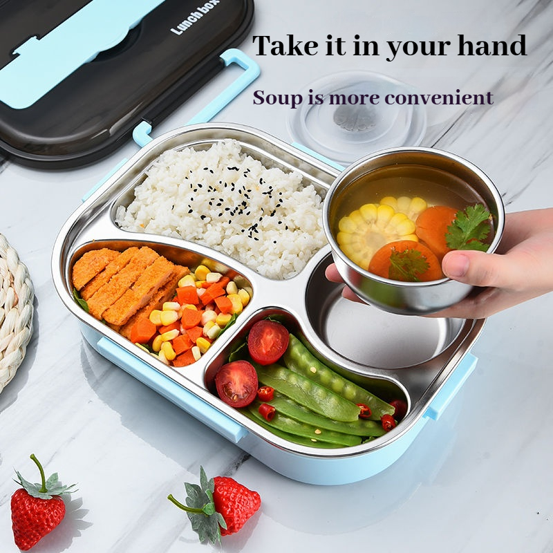 304 Stainless Steel Insulated Lunch Box Leak-Proof Dinnerware Set Adult ...