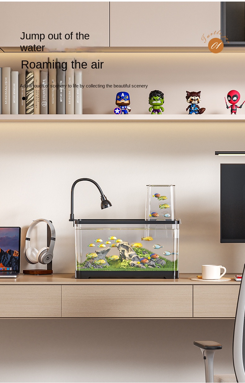 Large Negative Pressure Fish Tank Vacuum Suspension Small Creative Fish ...