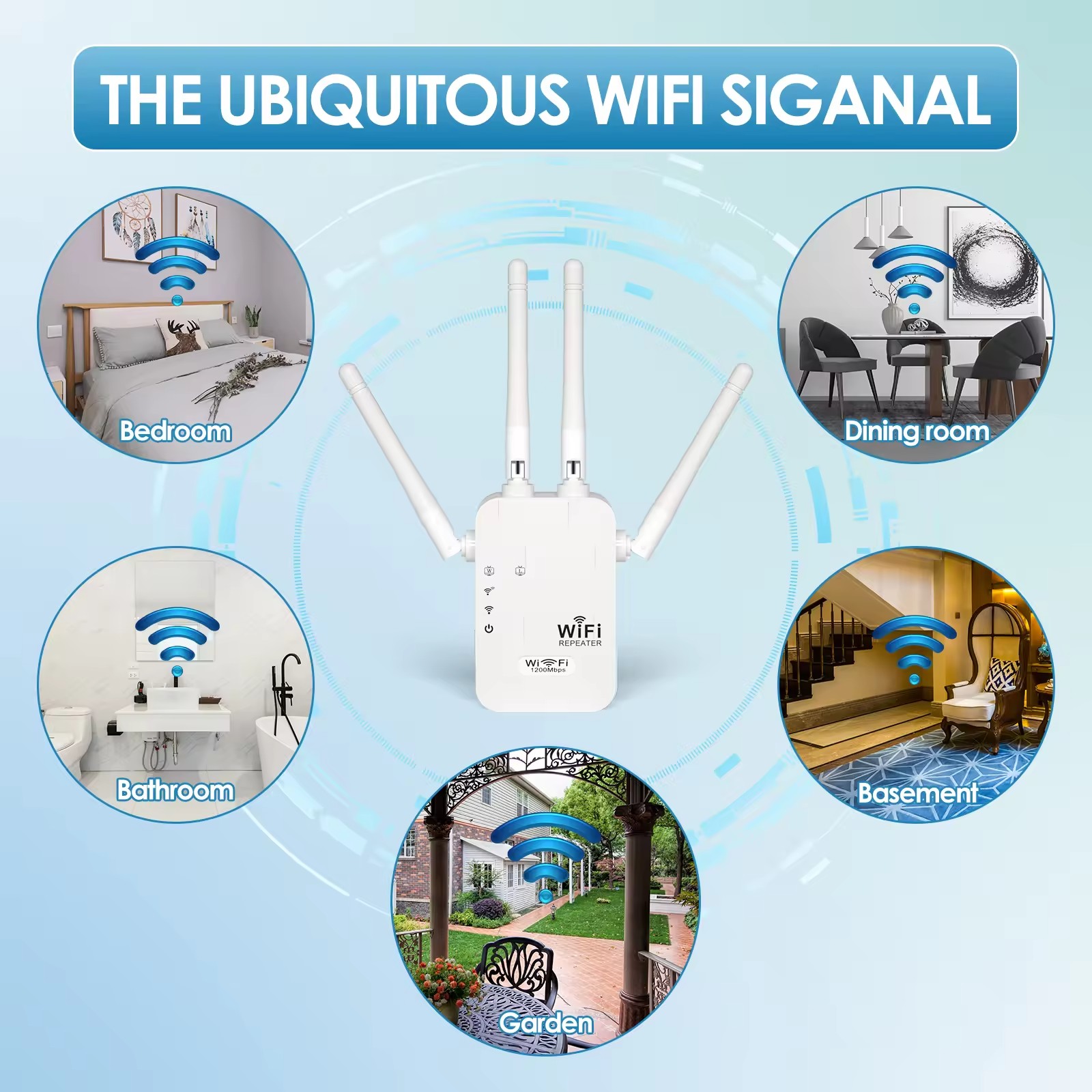 New 4-antenna Wireless WiFi Repeater 300Mbp Router Wifi Extender 2.4G ...