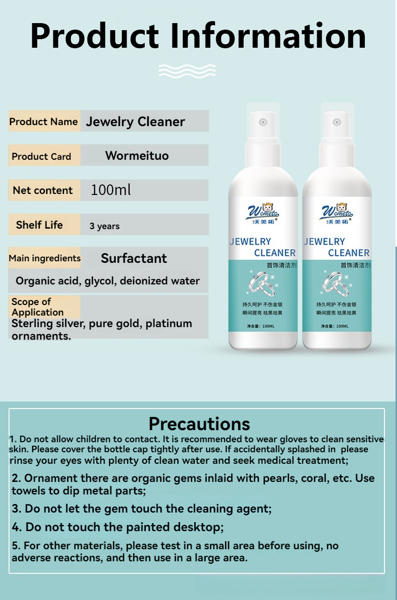 Gold Silver Cleaner 100ml Liquid Jewelry Cleaner Spray For Rings ...