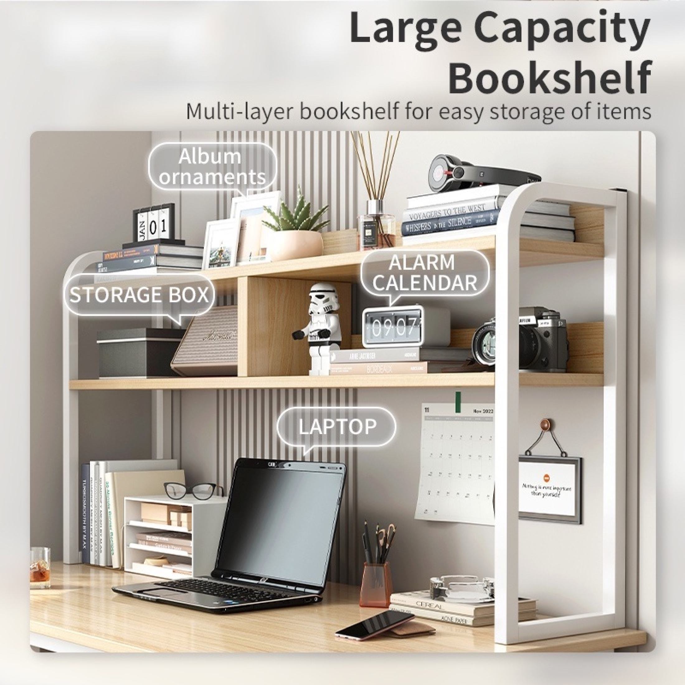 GC Computer Desk Student Study Table with Book Shelf Table Desktop Desk ...