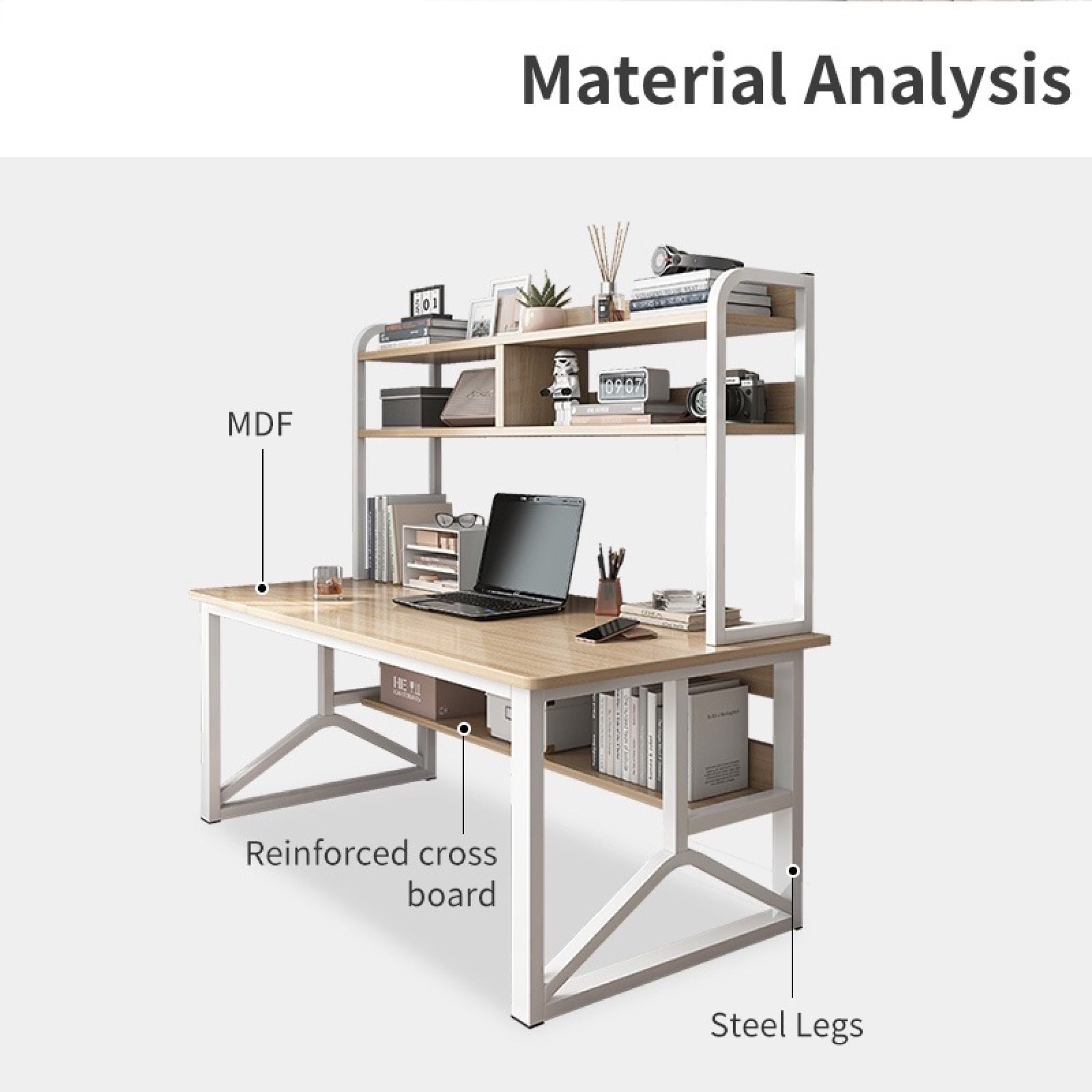 GC Computer Desk Student Study Table with Book Shelf Table Desktop Desk ...