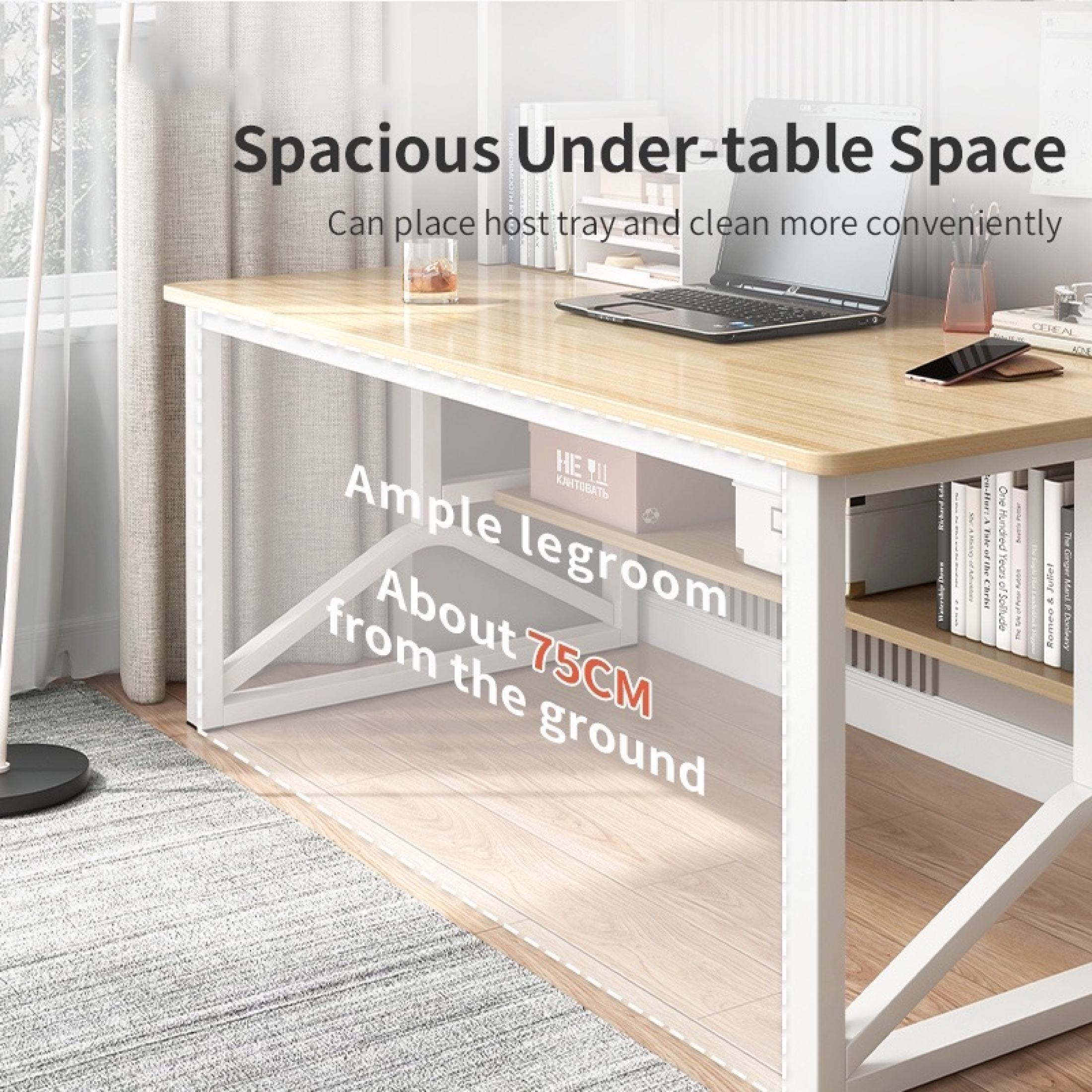 GC Computer Desk Student Study Table with Book Shelf Table Desktop Desk ...