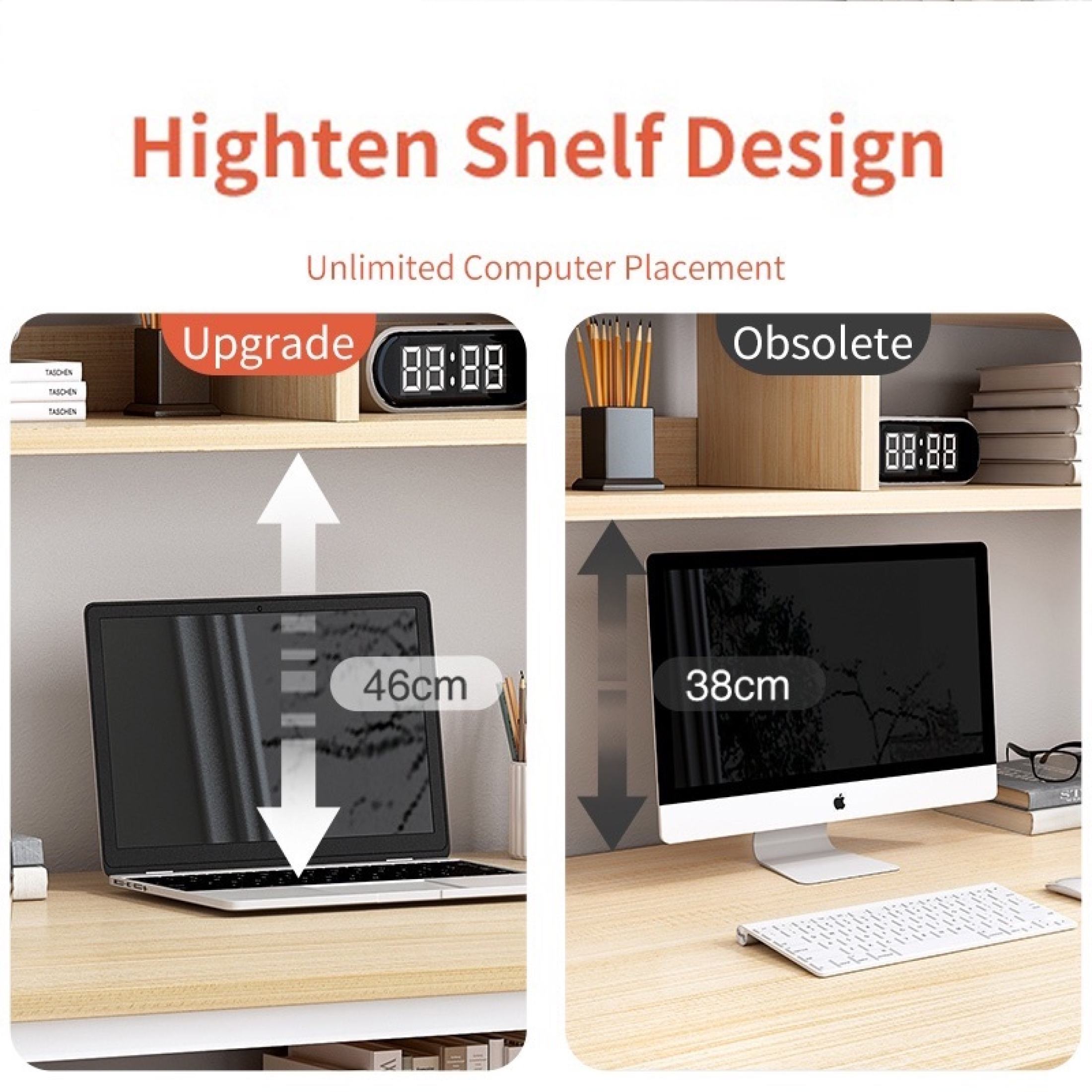 GC Computer Desk Student Study Table with Book Shelf Table Desktop Desk ...