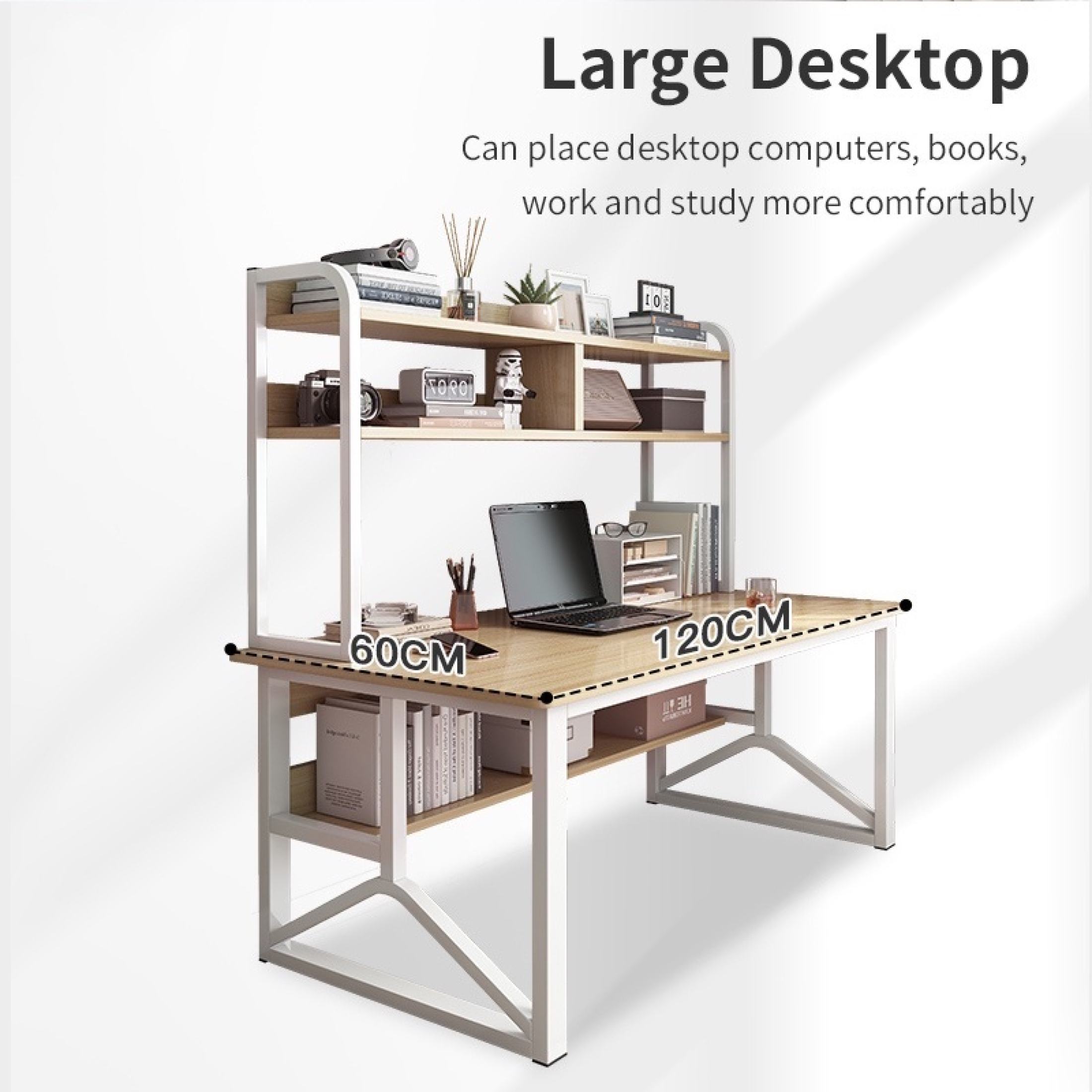 GC Computer Desk Student Study Table with Book Shelf Table Desktop Desk ...