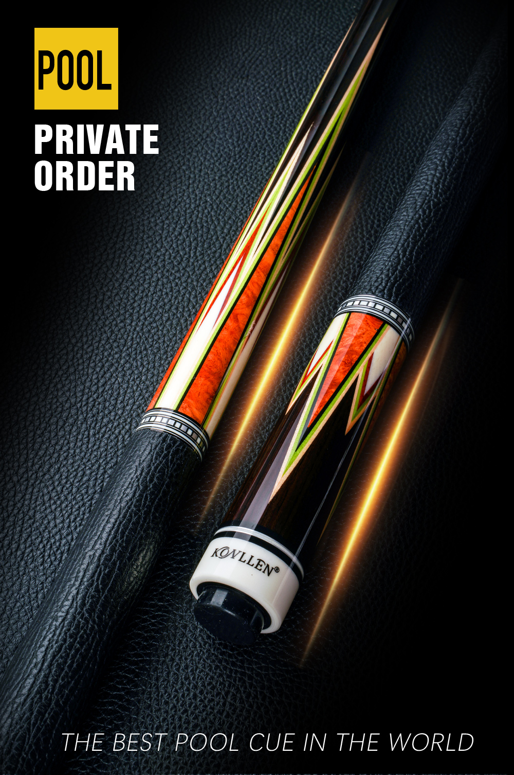 KONLLEN Inlay Pool Cue Stick Carbon Tube Silver Ring Billiard Cue 12 ...