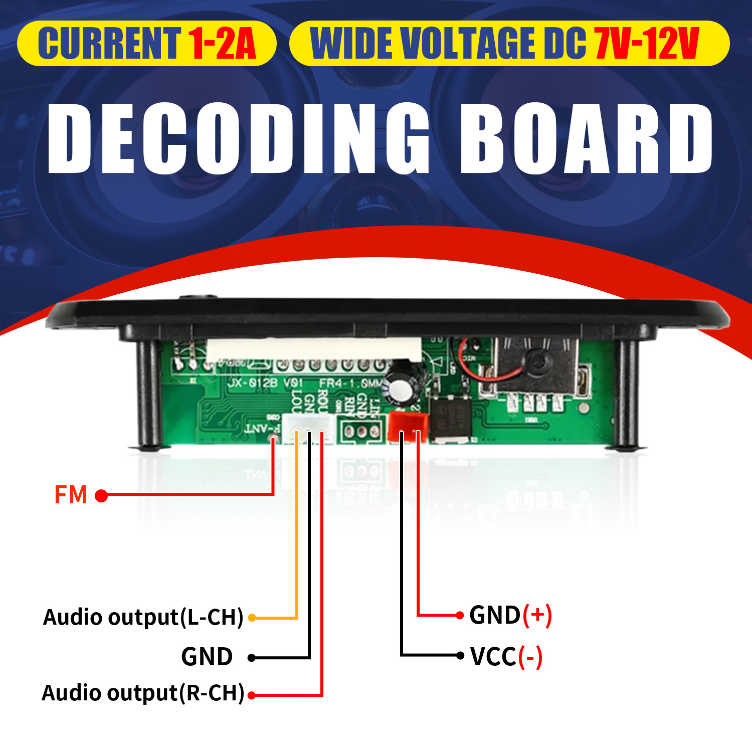 DC 12V Bluetooth 5.0 Car Kit Wireless MP3 Decoder Board Audio WMA Car ...