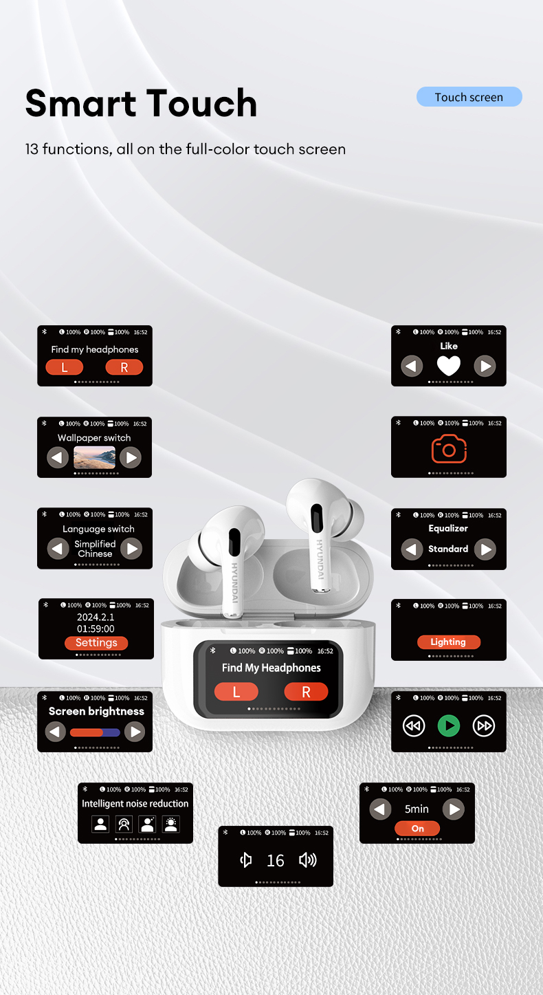 Hyundai HY-Y11 Bluetooth Earphone HIFI Stereo Smart Touch Dual Mode ...
