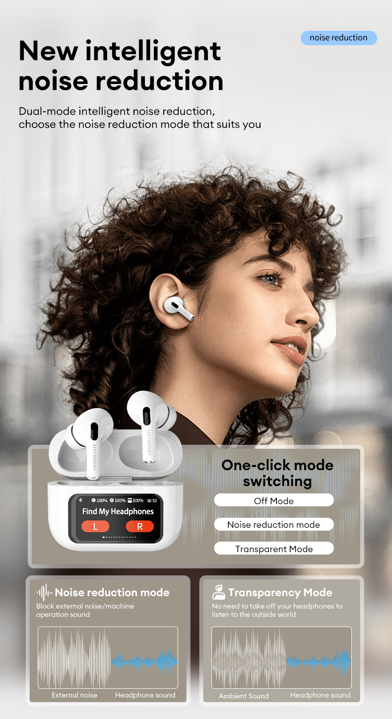 Hyundai HY-Y11 Bluetooth Earphone HIFI Stereo Smart Touch Dual Mode ...