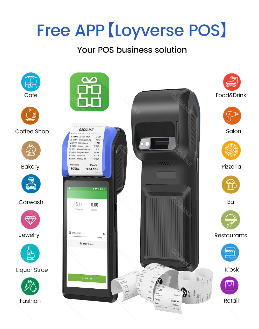Handheld 4G Android 11 POS PDA 58mm Receipt Printer Support Bluetooth ...