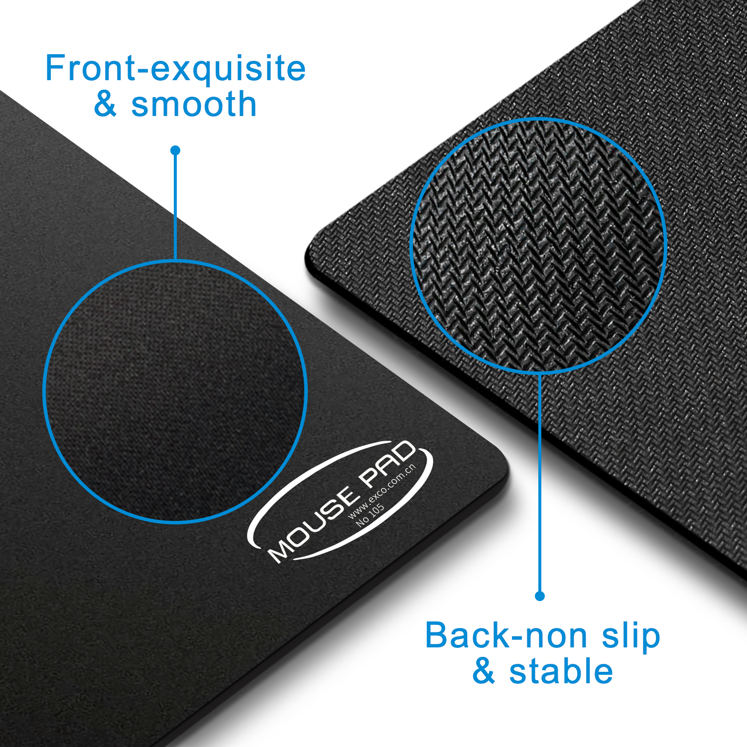 Simple Black Mouse Pad EXCOVIP Environmentally Friendly Rubber Safe ...