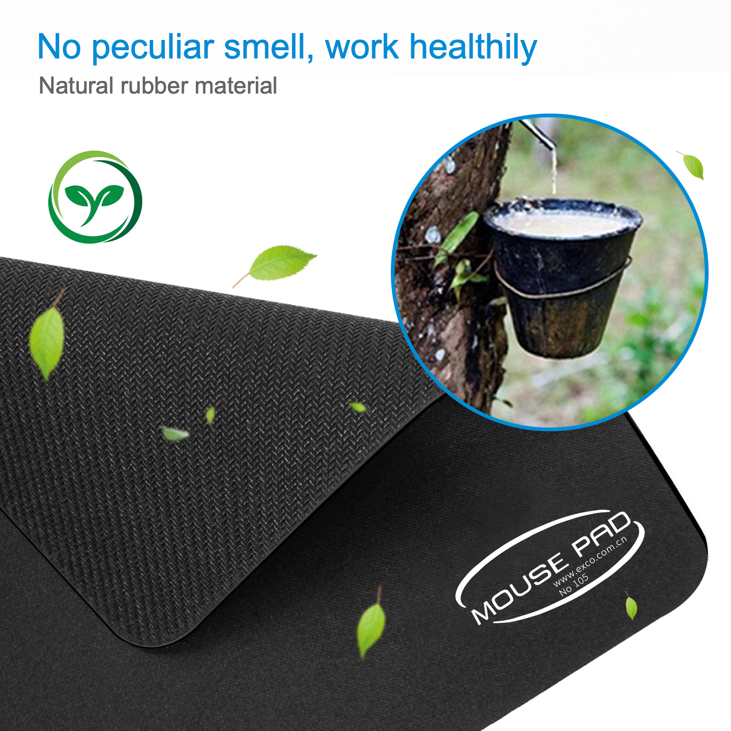 Simple Black Mouse Pad EXCOVIP Environmentally Friendly Rubber Safe ...
