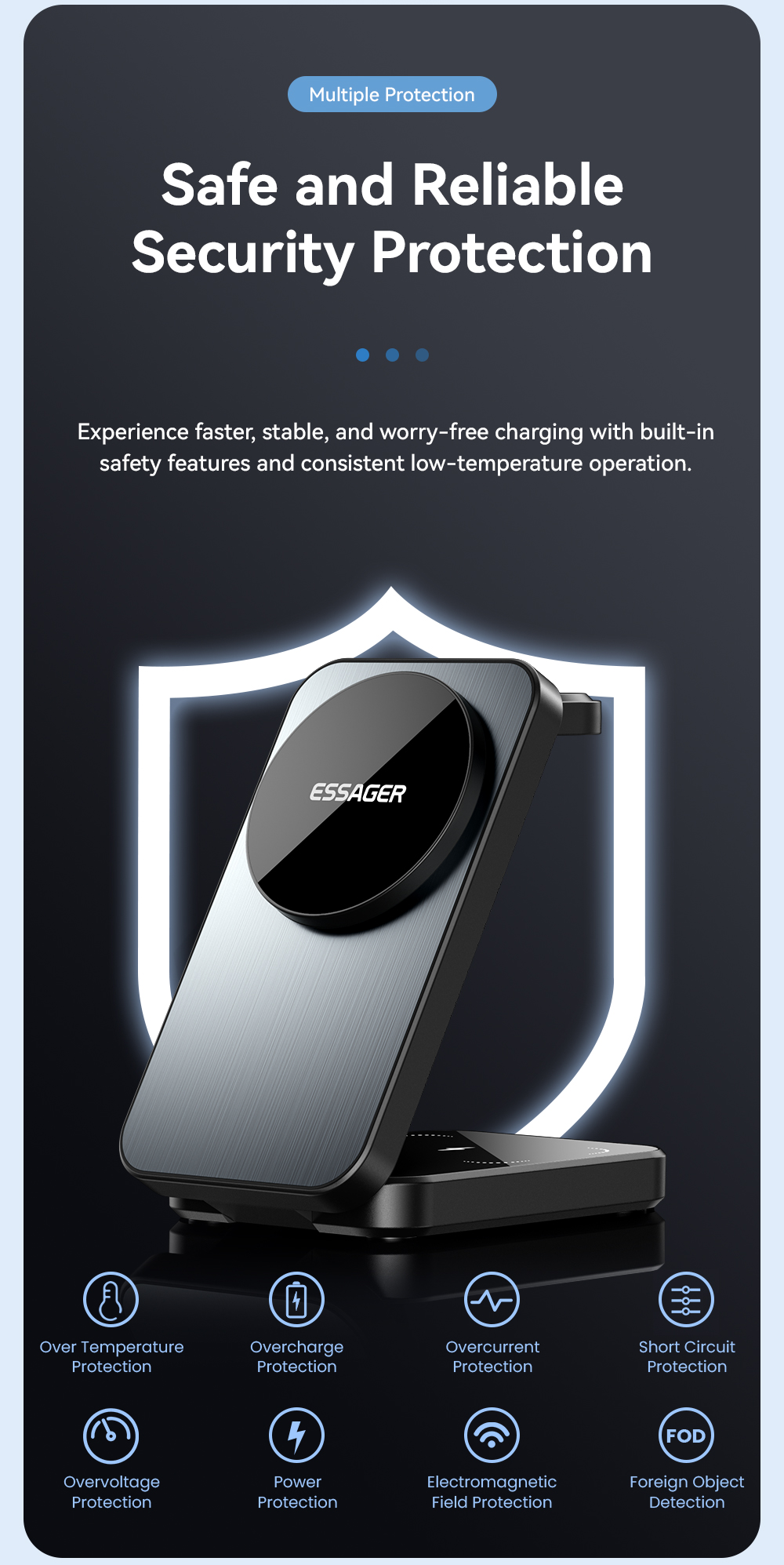 Essager 3 in 1 Magnetic Wireless Charging Stand 15W Fast Charger for ...