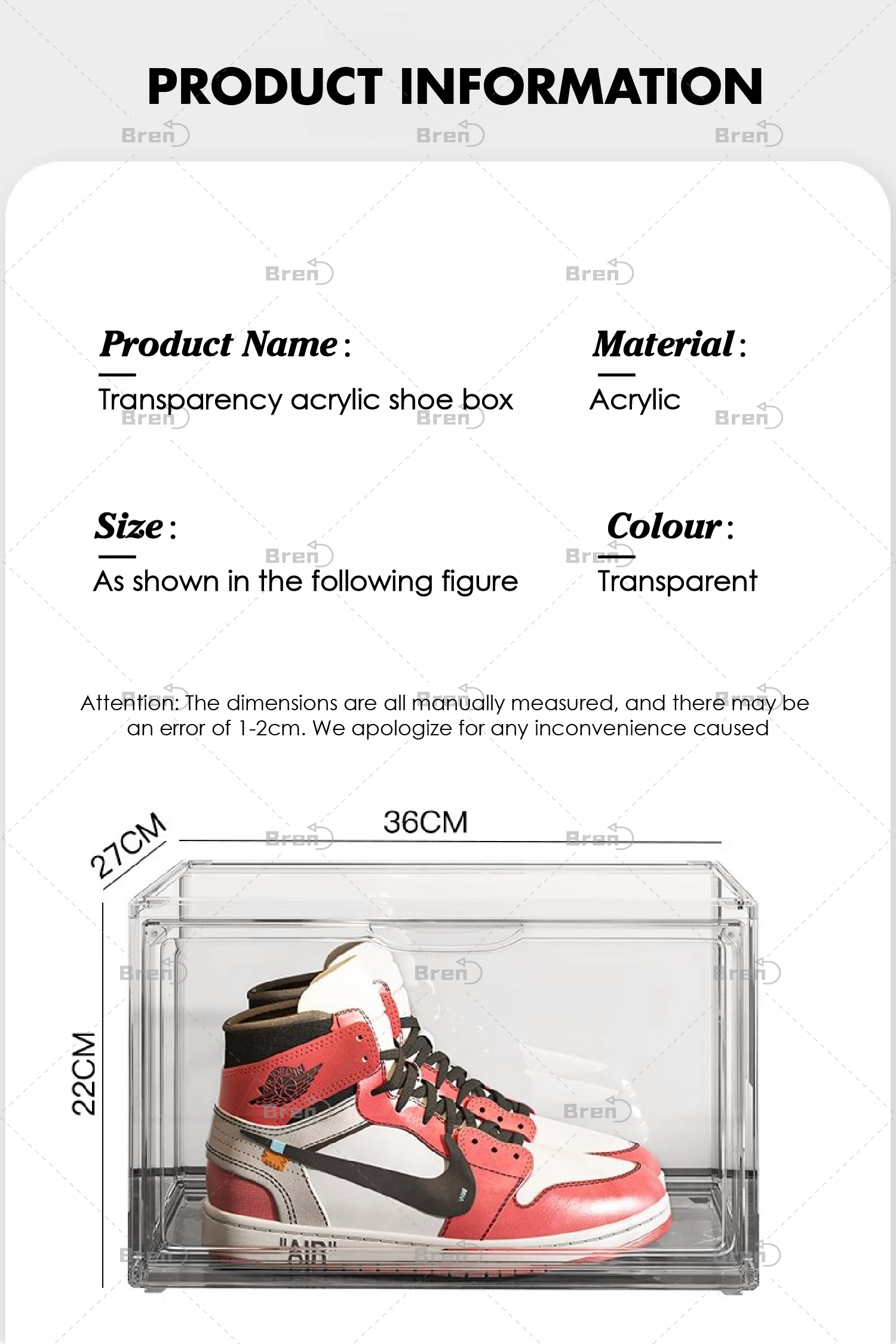 Bren Acrylic Shoe Box organizer Clear Transparents Shoe Box for Sneaker ...