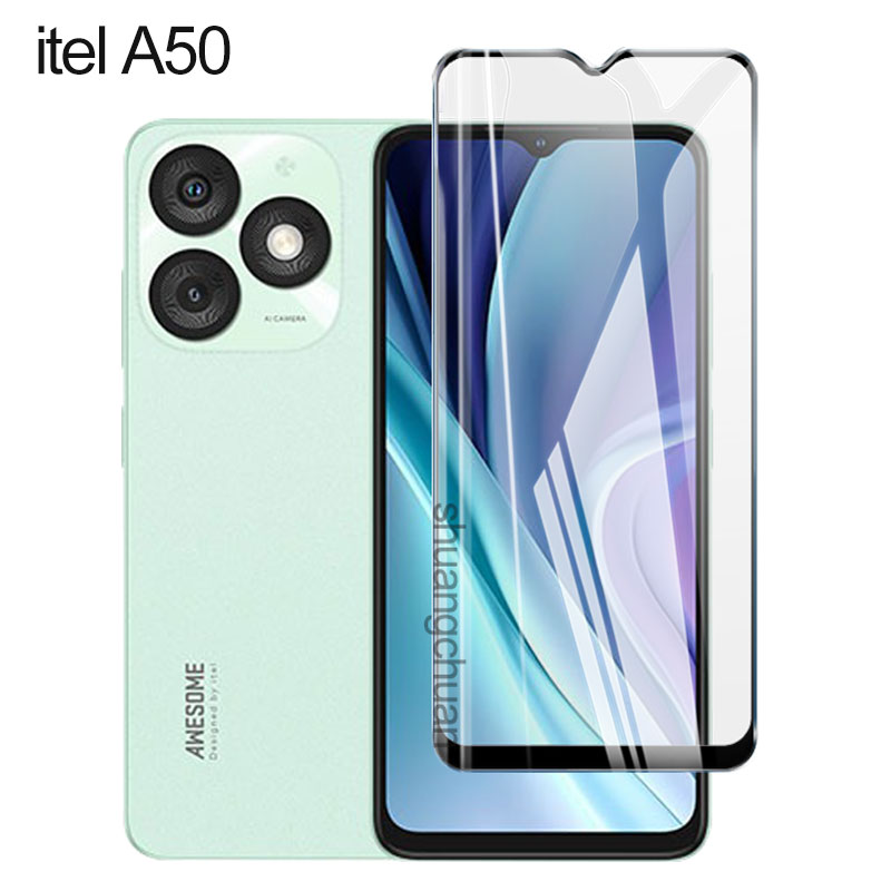 4in1 For itel A50 phone case and itel A50 tempered glass Full screen ...