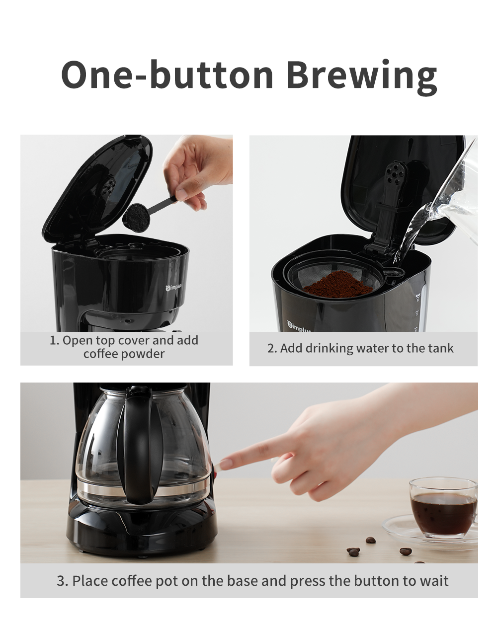 Simplus Drip Coffee Maker Coffee Machine 750ml Large Capacity Brew ...