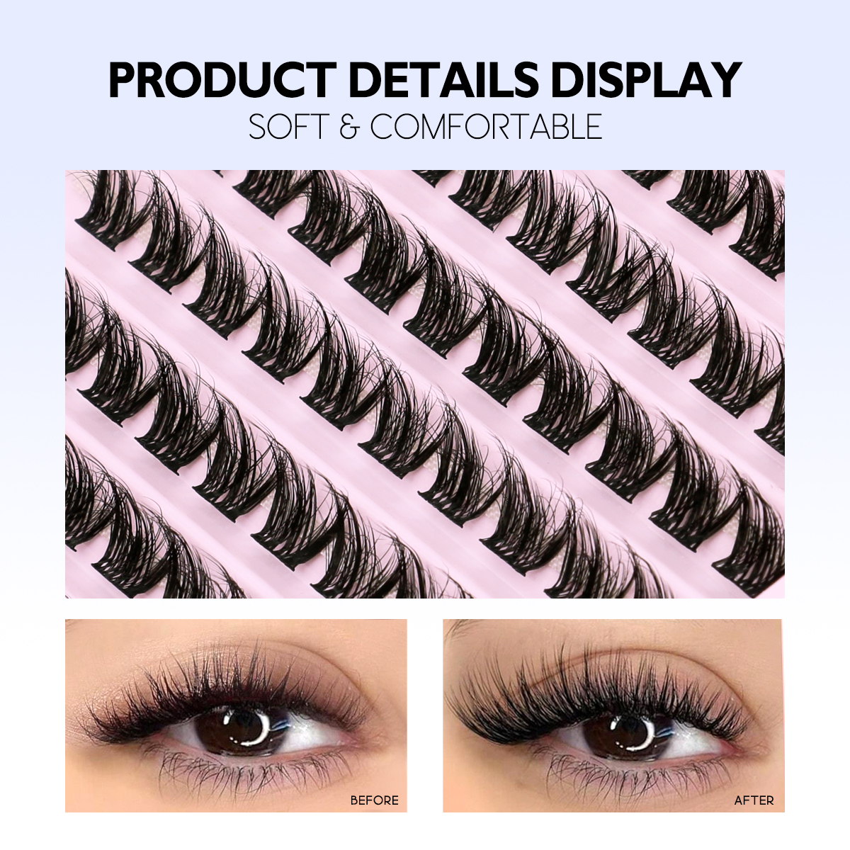 GROINNEYA Lash Clusters Natural Flat Cluster Lashes Zero-Touch 8-16mm ...
