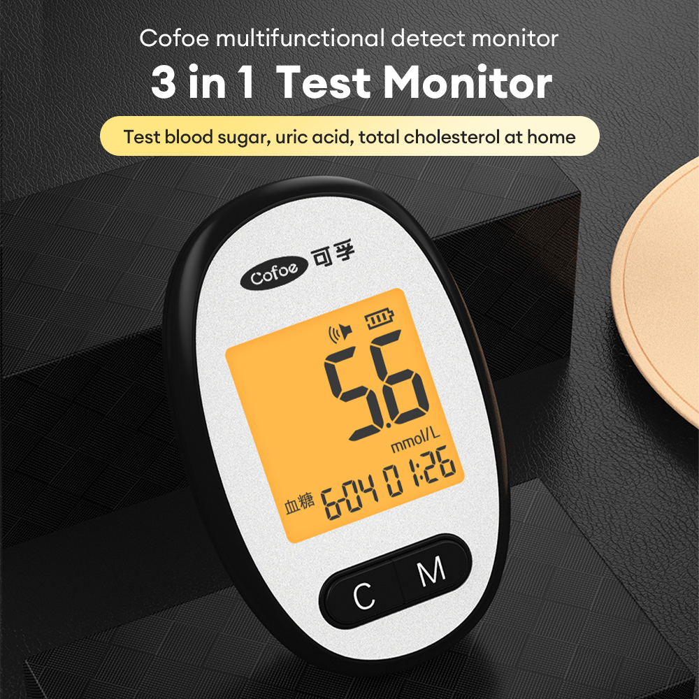 Cofoe 3in1 Multi function Uric Acid Cholesterol Blood Glucose Meter ...