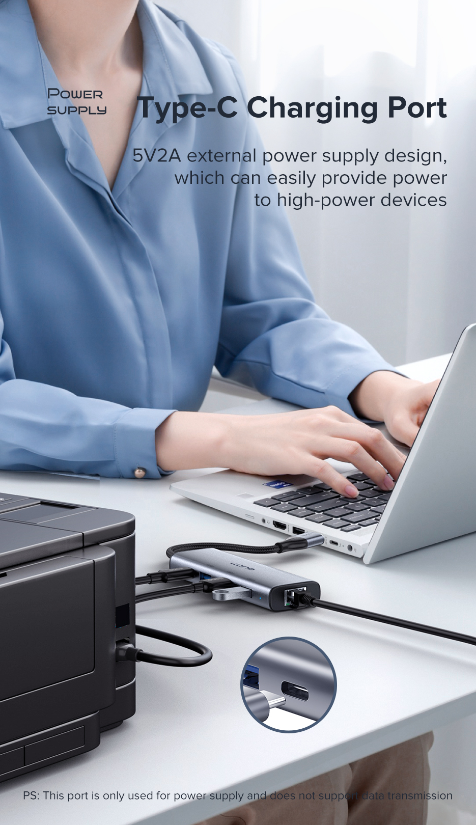 LLANO 2 IN 1 USB 3.0 5 Port Docking Station Gigabit Ethernet Port USB ...