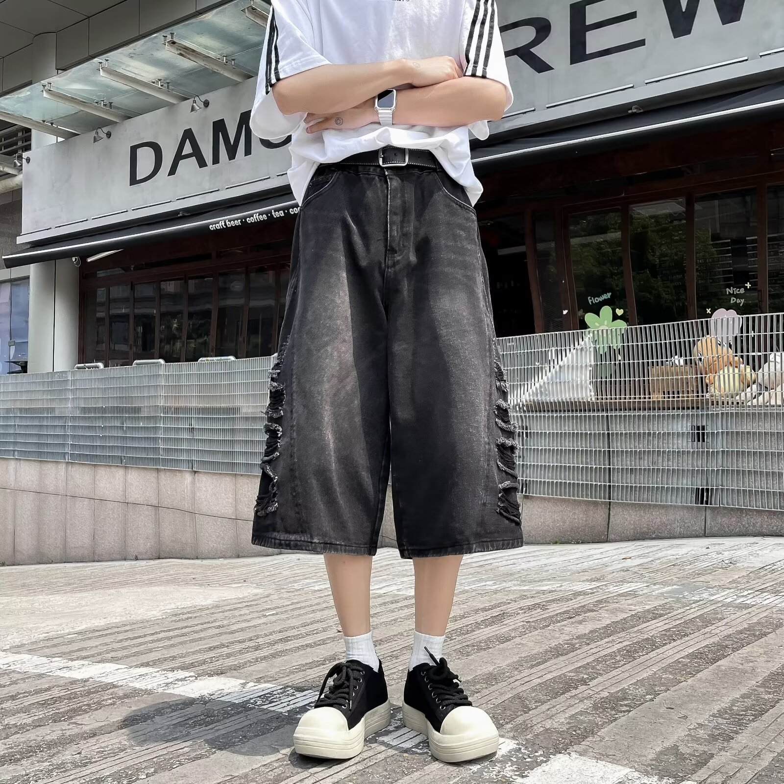 American Jorts For Men Long Shorts Unisex High Quality Fashion Black ...