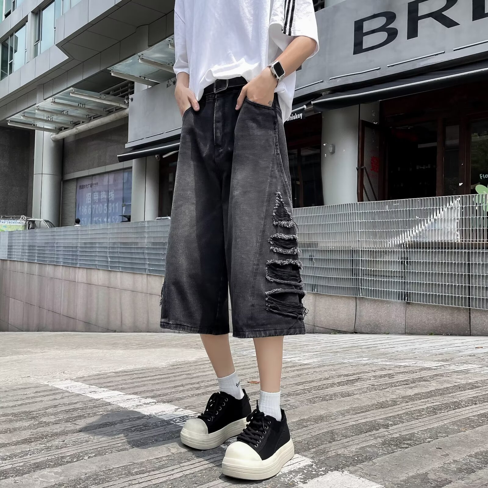 American Jorts For Men Long Shorts Unisex High Quality Fashion Black ...