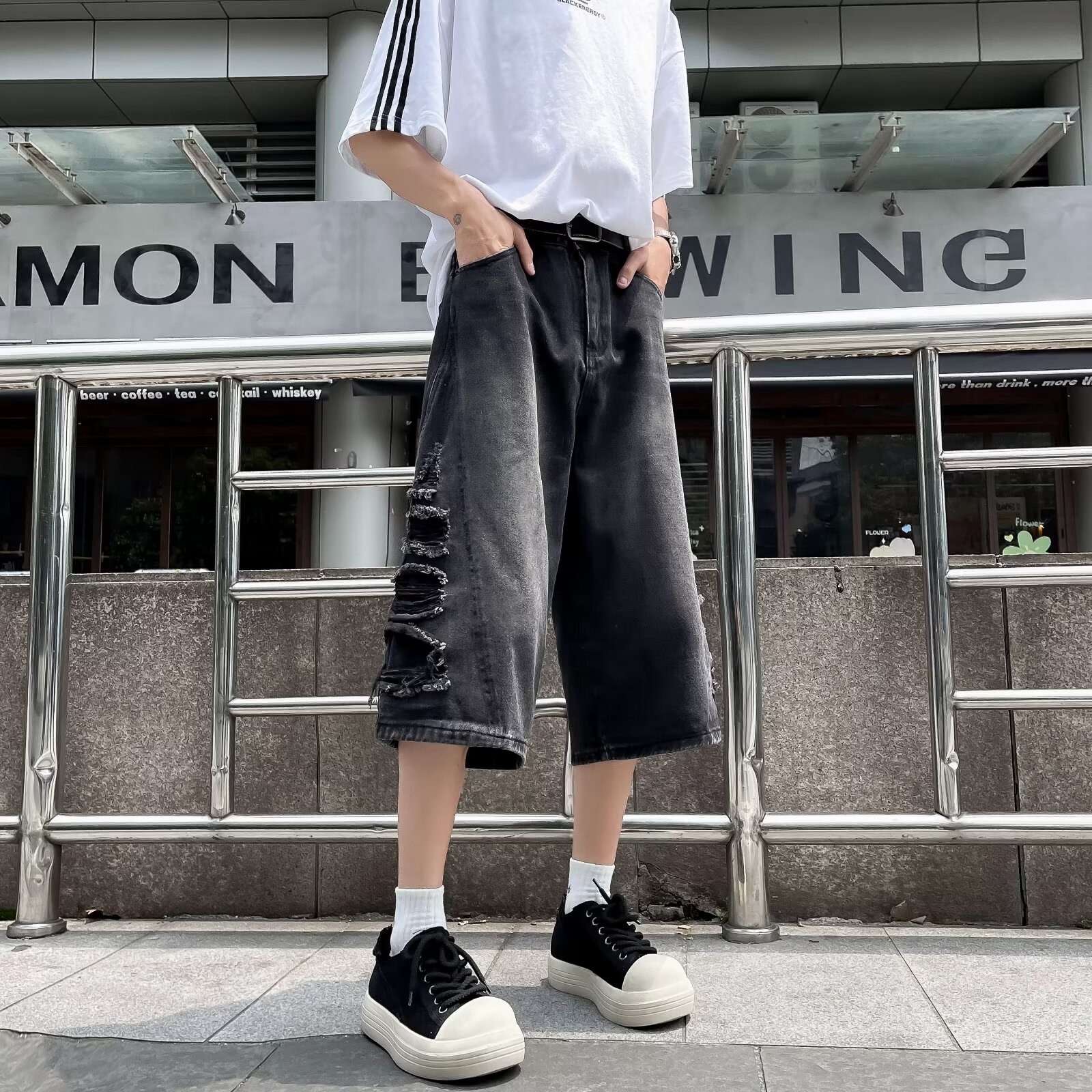 American Jorts For Men Long Shorts Unisex High Quality Fashion Black ...